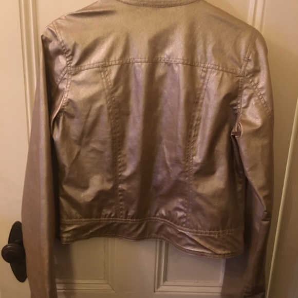 Jackets & Coats | Metallic Gold Leatherlike Jacket Fully Lined | Poshmark